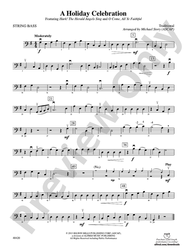 A Holiday Celebration: String Bass: String Bass Part - Digital Sheet ...