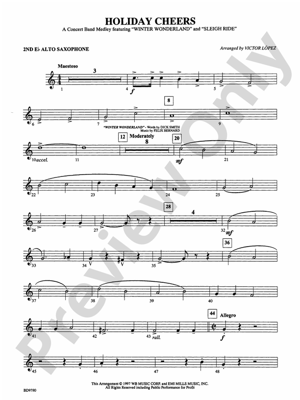 Holiday Cheers: 2nd E-flat Alto Saxophone: 2nd E-flat Alto Saxophone Part - Digital Sheet Music ...
