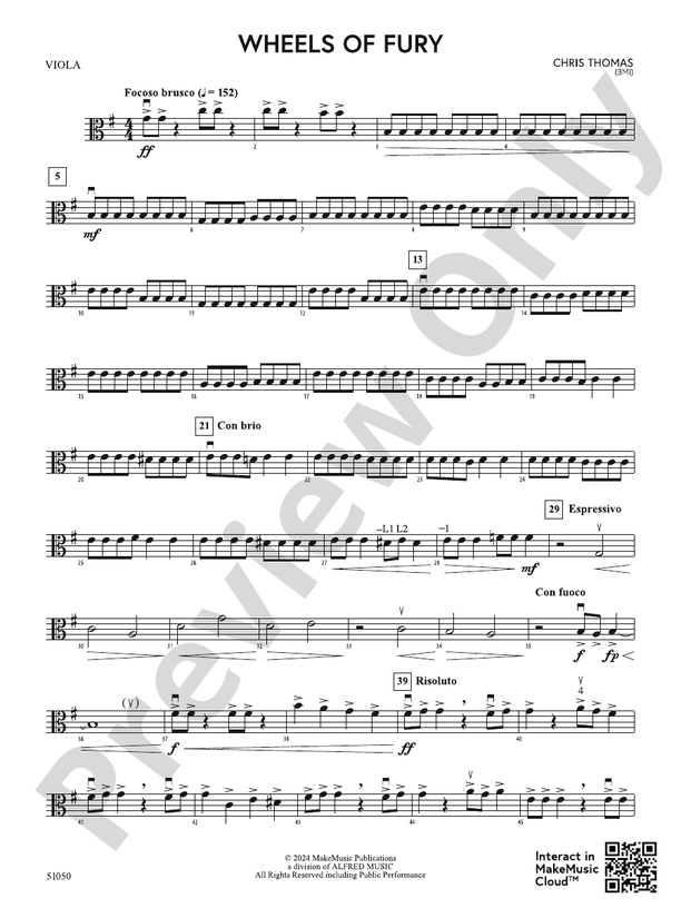Wheels of Fury: Viola: Viola Part - Digital Sheet Music Download