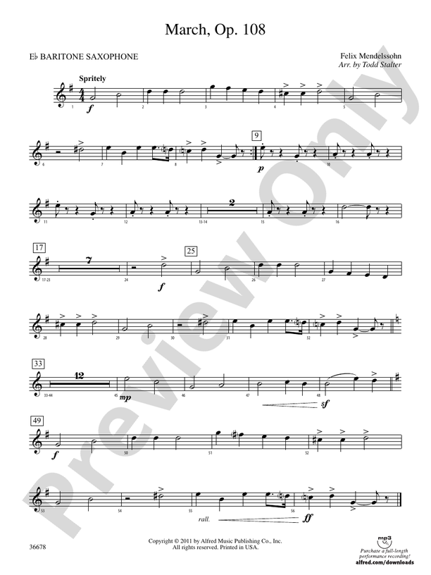 March, Op. 108: E-flat Baritone Saxophone: E-flat Baritone Saxophone Part - Digital Sheet Music ...