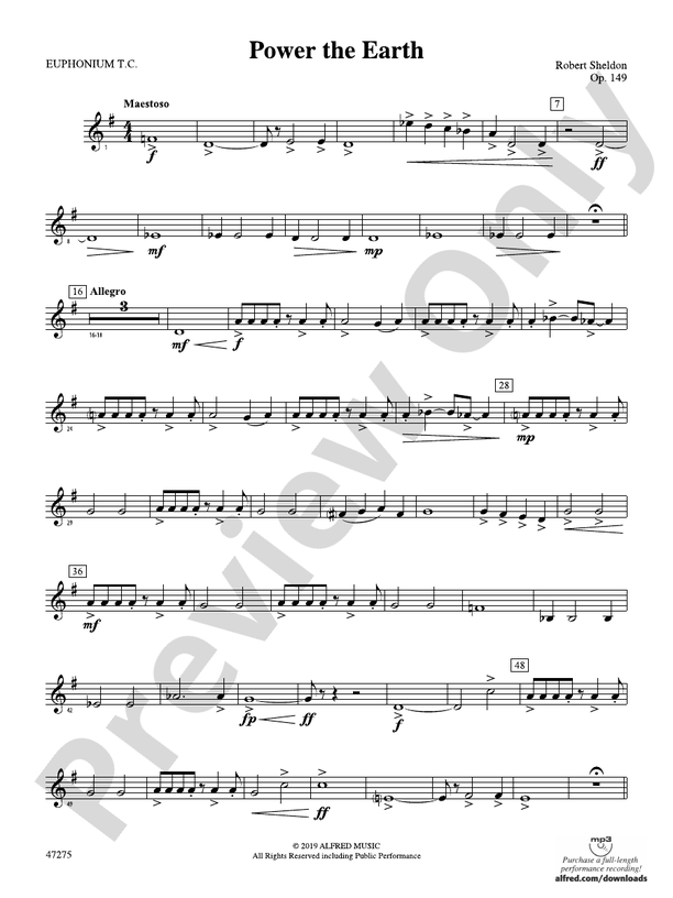 Power the Earth: Baritone T.C.: Baritone T.C. Part - Digital Sheet ...