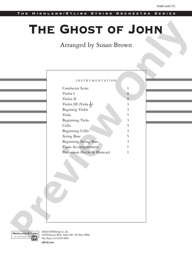 The Ghost of John: Score: String Orchestra Score - Digital Sheet Music ...