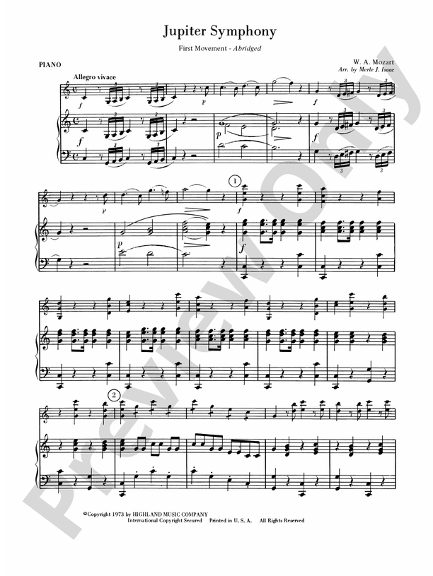 Jupiter Symphony, 1st Movement: Piano Accompaniment: Piano ...