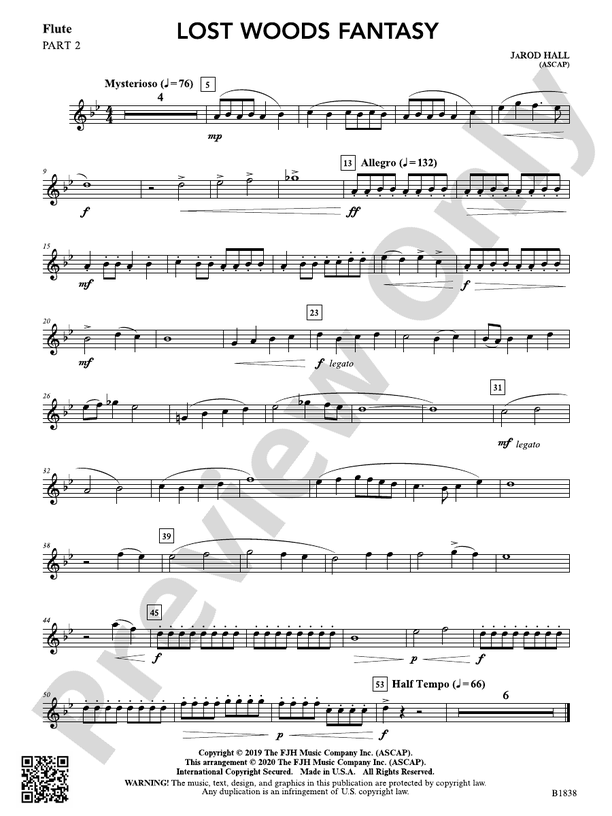Lost Woods Fantasy: Part 2 - Flute: Part 2 - Flute Part: JaRod Hall - Digital Sheet Music Download