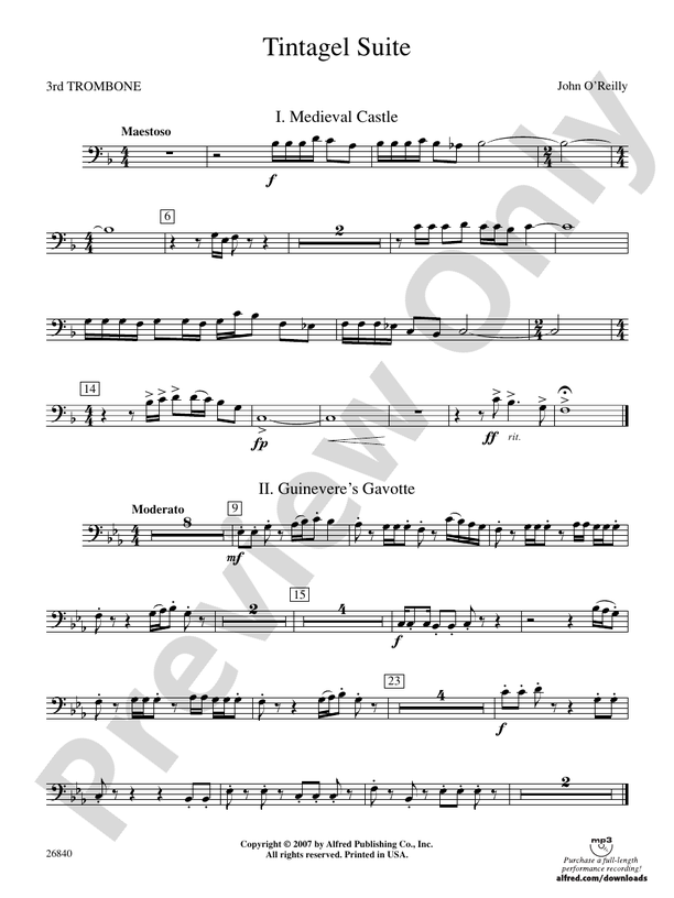 Tintagel Suite: 3rd Trombone: 3rd Trombone Part - Digital Sheet Music Download