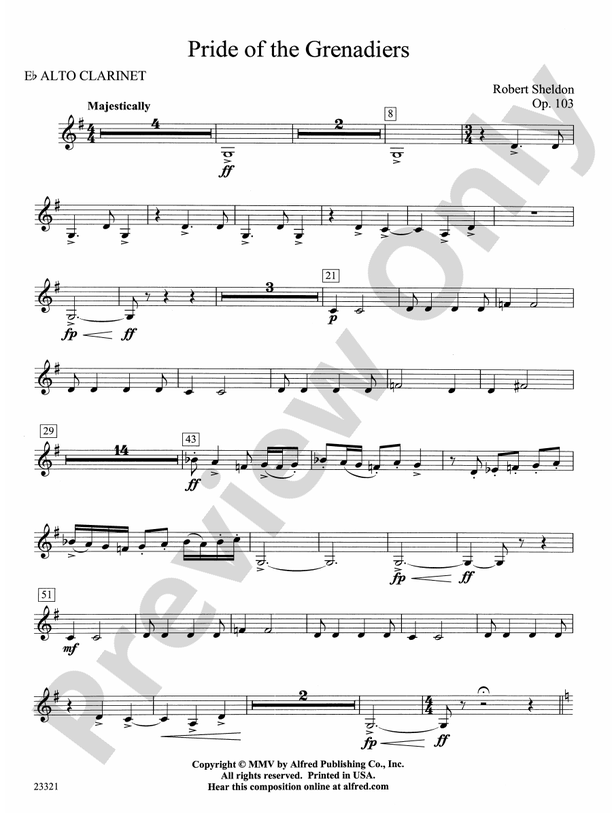 Pride of the Grenadiers: E-flat Alto Clarinet: E-flat Alto Clarinet Part - Digital Sheet Music ...