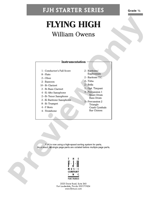 Flying High: Score: Concert Band Score: William Owens - Digital Sheet ...