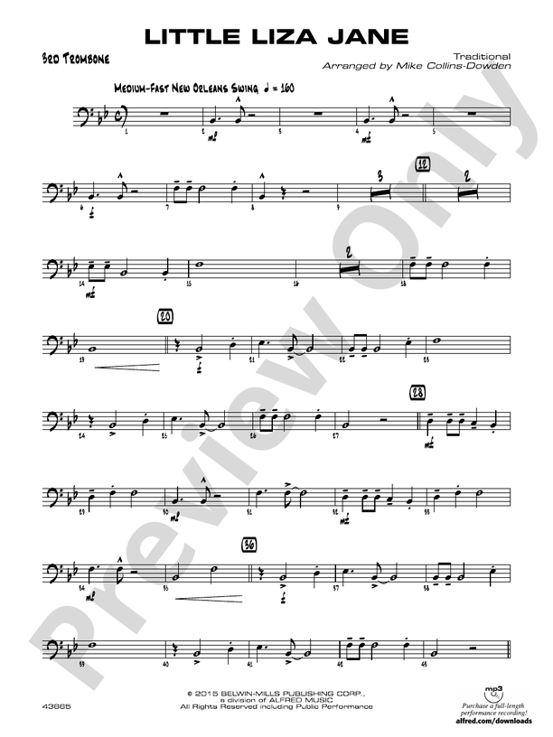 Little Liza Jane: 3rd Trombone: 3rd Trombone Part - Digital Sheet Music ...