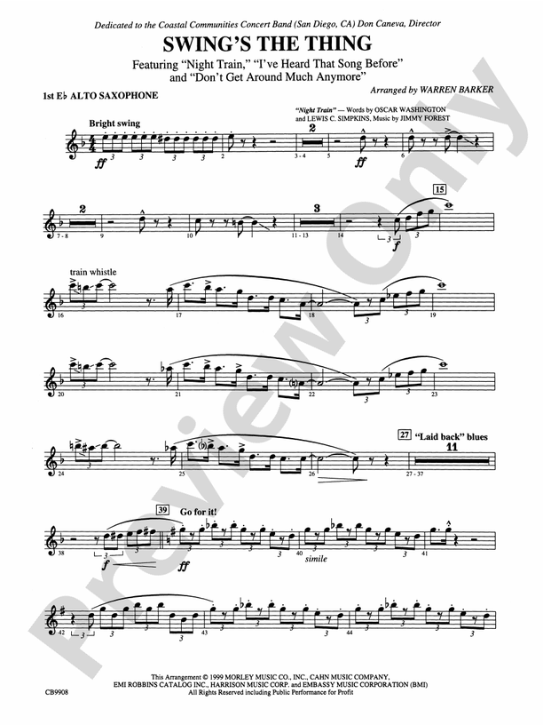 Swing's the Thing: E-flat Alto Saxophone: E-flat Alto Saxophone Part ...
