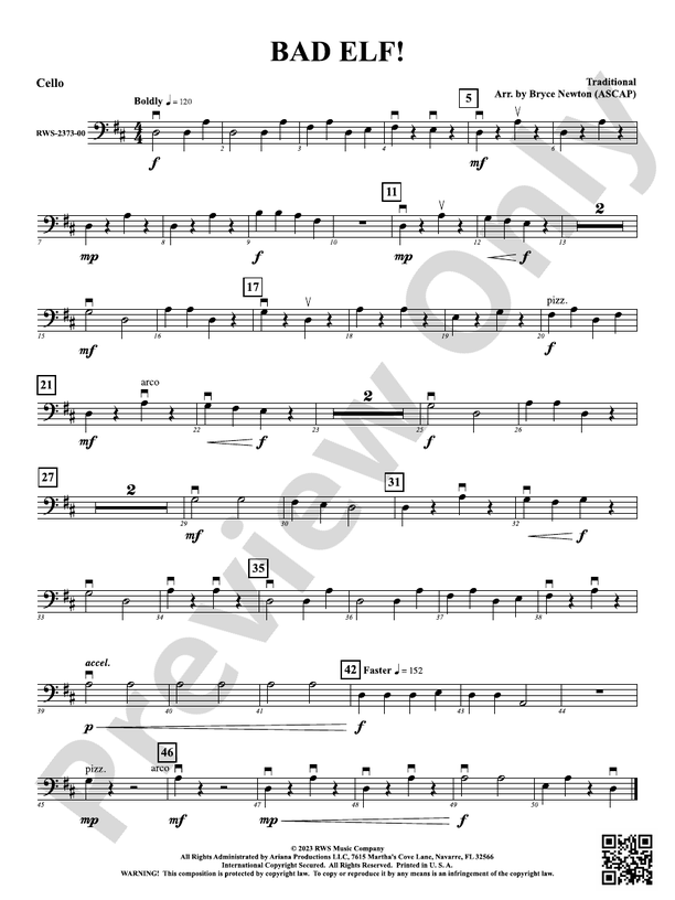 Bad Elf!: Cello: Cello Part - Digital Sheet Music Download