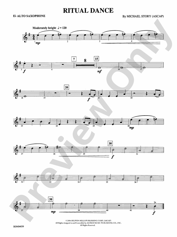 Ritual Dance: E-flat Alto Saxophone: E-flat Alto Saxophone Part - Digital Sheet Music Download