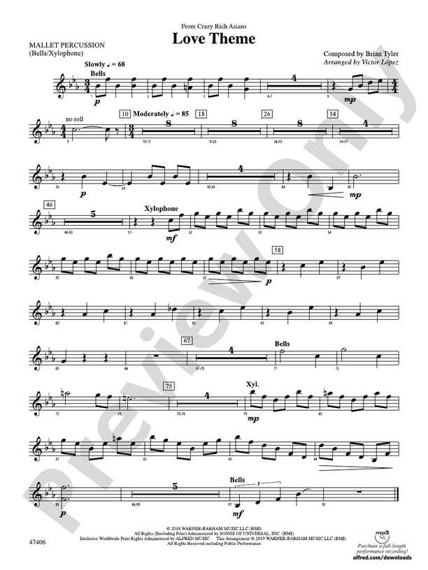 Love Theme: Mallets: Mallets Part - Digital Sheet Music Download