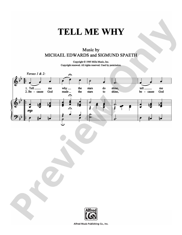 Tell Me Why: Piano/Vocal/Chords: Michael Edwards - Digital Sheet Music ...