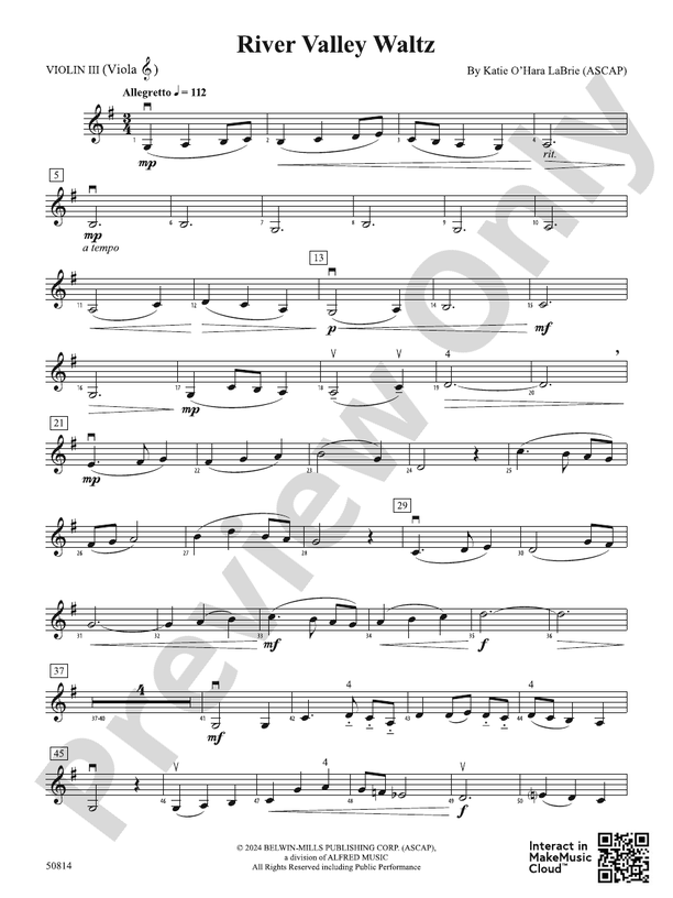 River Valley Waltz: 3rd Violin (Viola [TC]): 3rd Violin (Viola [TC ...
