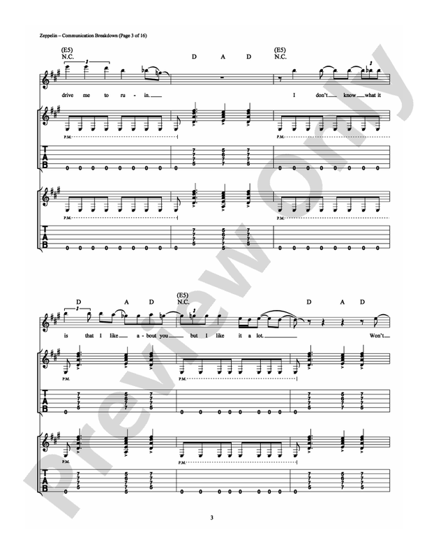 Communication Breakdown: Guitar TAB: Led Zeppelin - Digital Sheet Music ...
