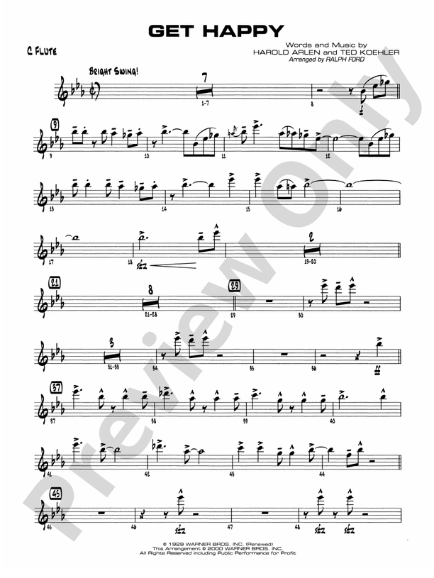 Get Happy: Flute: Flute Part - Digital Sheet Music Download