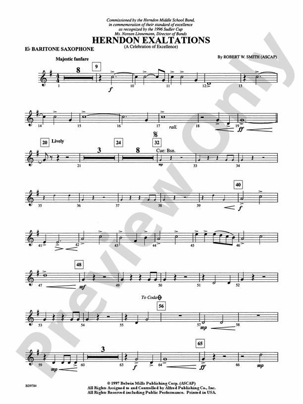 Herndon Exaltations (A Celebration of Excellence): E-flat Baritone Saxophone: E-flat Baritone ...