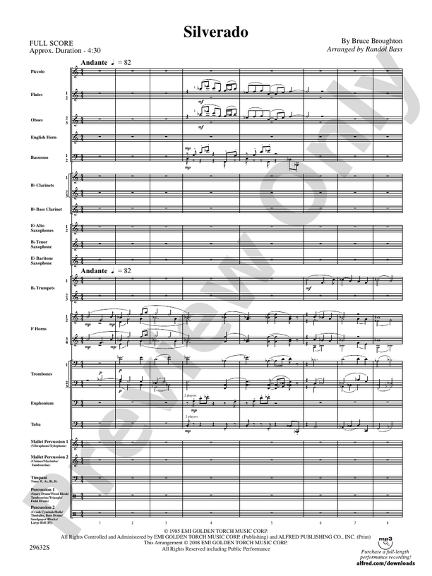 Silverado: Concert Band Conductor Score & Parts: Bruce Broughton ...