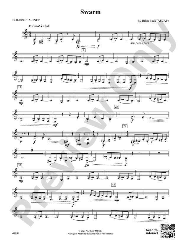 Swarm: B-flat Bass Clarinet: B-flat Bass Clarinet Part - Digital Sheet ...