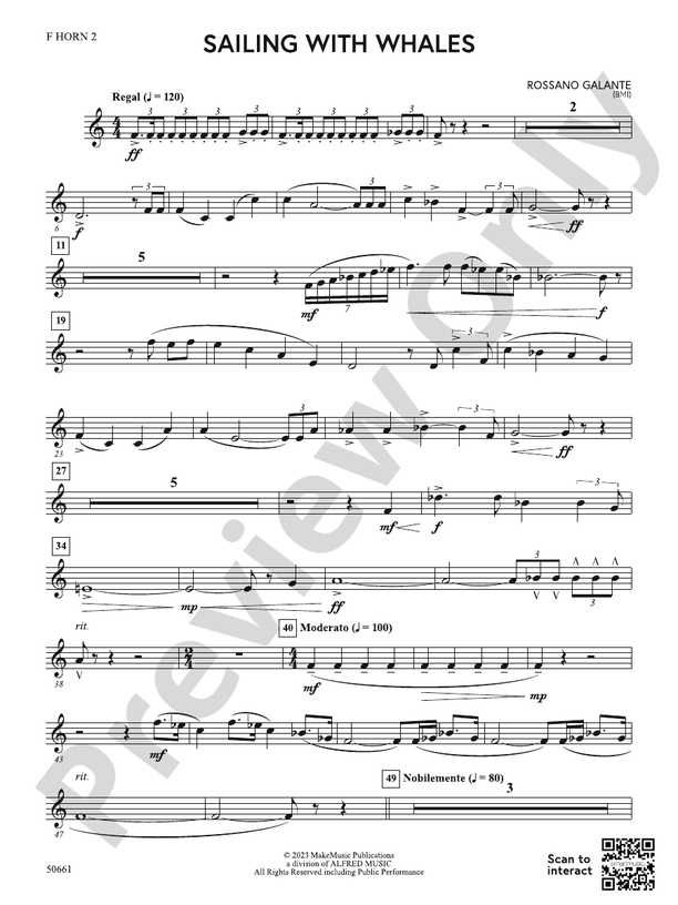 Sailing with Whales: 2nd F Horn: 2nd F Horn Part - Digital Sheet Music ...