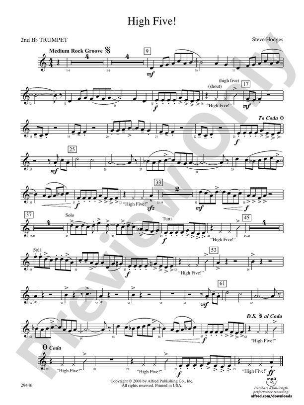 High Five!: 2nd B-flat Trumpet: 2nd B-flat Trumpet Part - Digital Sheet ...