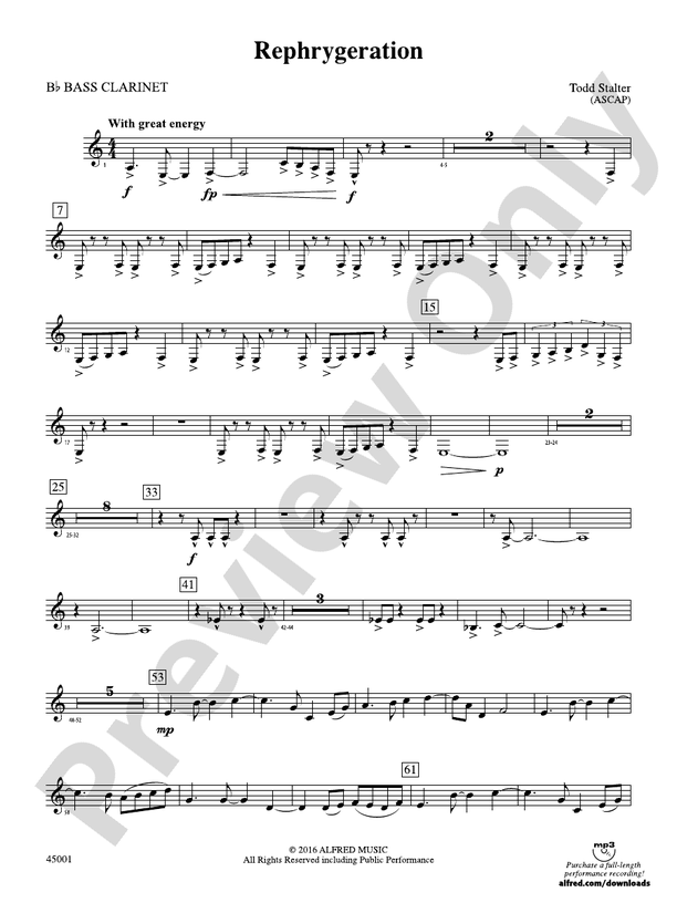 Rephrygeration: B-flat Bass Clarinet: B-flat Bass Clarinet Part ...