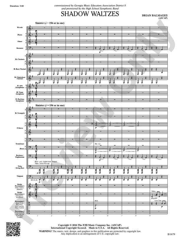 Shadow Waltzes: Score: Concert Band Score: Brian Balmages - Digital ...