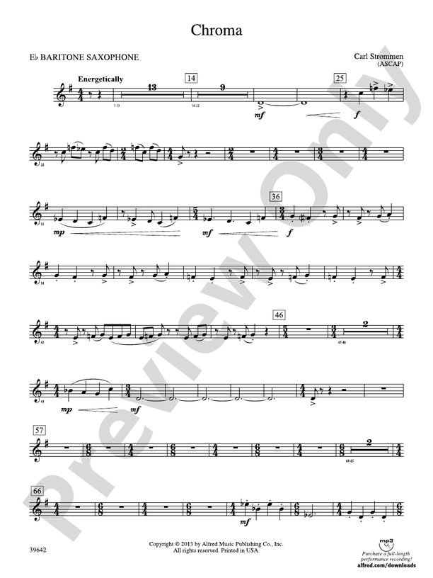 Chroma: E-flat Baritone Saxophone: E-flat Baritone Saxophone Part - Digital Sheet Music Download