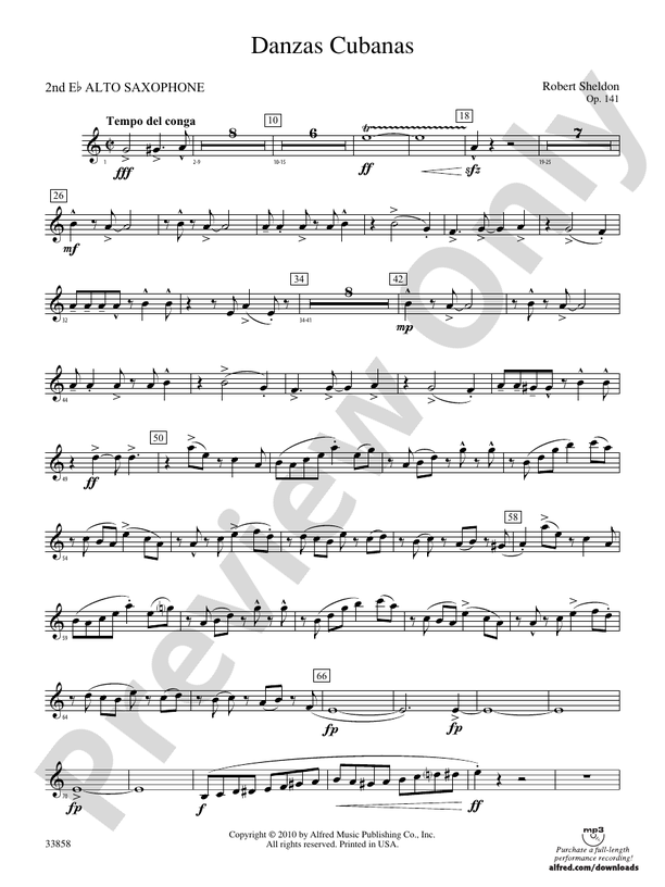 Danzas Cubanas: 2nd E-flat Alto Saxophone: 2nd E-flat Alto Saxophone Part - Digital Sheet Music ...