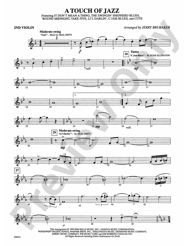 A Touch of Jazz: 2nd Violin: 2nd Violin Part - Digital Sheet Music Download