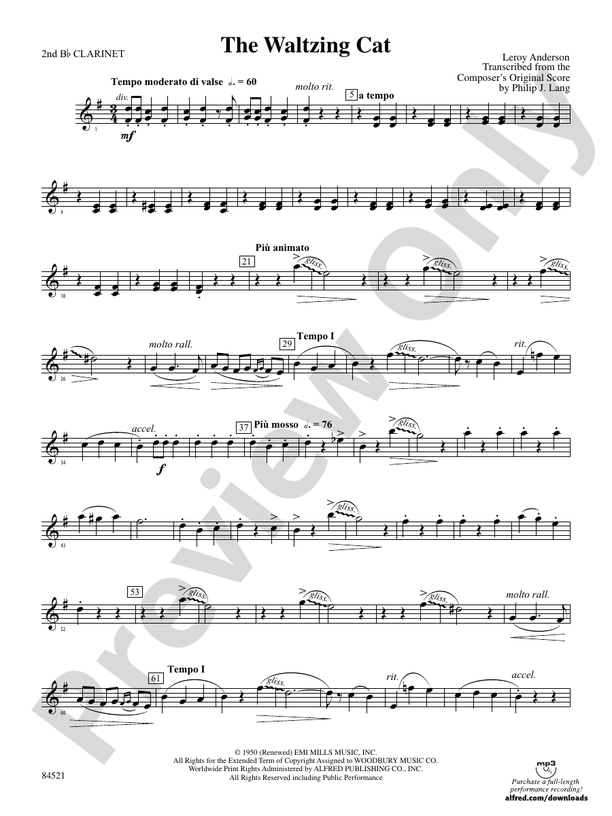 The Waltzing Cat: 2nd B-flat Clarinet: 2nd B-flat Clarinet Part ...