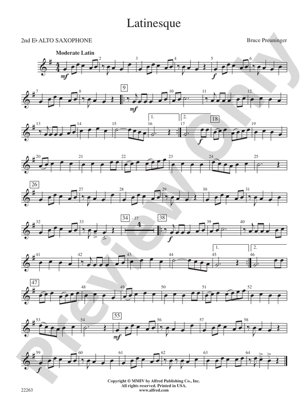 Latinesque: 2nd E-flat Alto Saxophone: 2nd E-flat Alto Saxophone Part - Digital Sheet Music Download