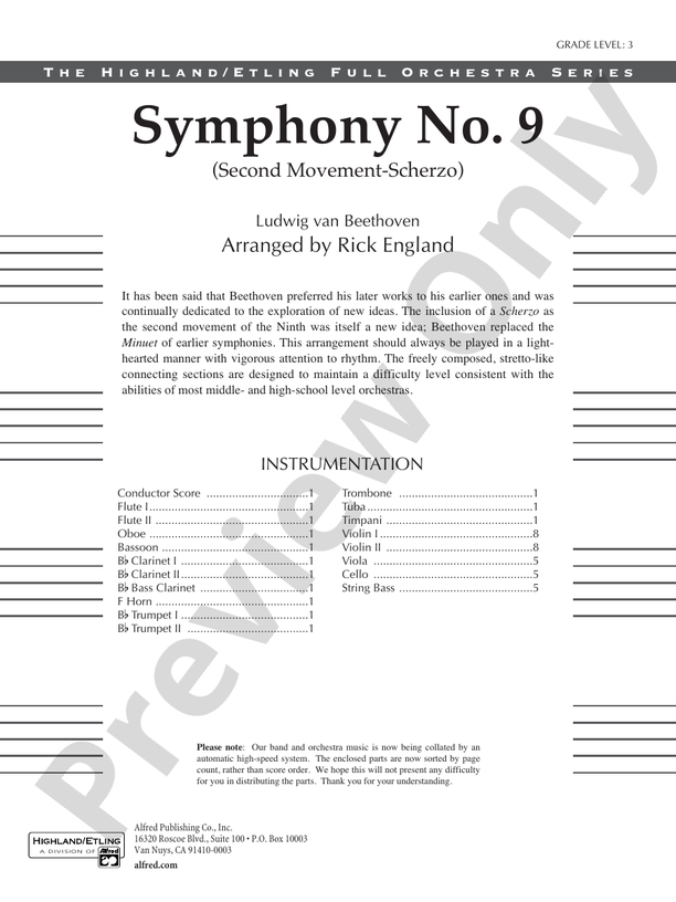Symphony No. 9 (2nd Movement): Score: Full Orchestra Score - Digital Sheet Music Download