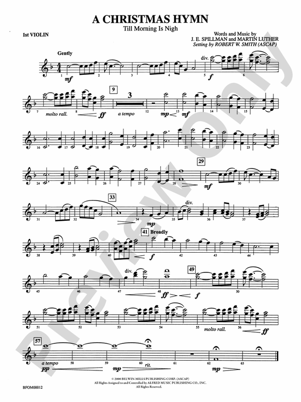A Christmas Hymn: 1st Violin: 1st Violin Part - Digital Sheet Music ...