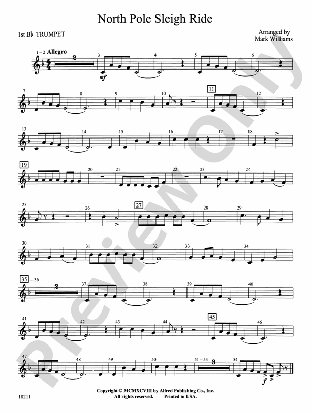 North Pole Sleigh Ride: 1st B-flat Trumpet: 1st B-flat Trumpet Part ...