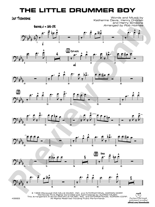 The Little Drummer Boy: 1st Trombone: 1st Trombone Part - Digital Sheet ...