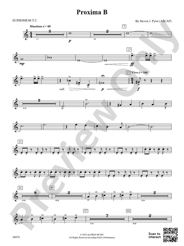 Proxima B: Baritone T.C.: Baritone T.C. Part - Digital Sheet Music Download