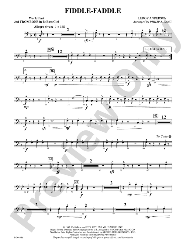 Fiddle-Faddle: (wp) 3rd B-flat Trombone B.C.: (wp) 3rd B-flat Trombone ...