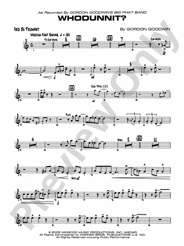 Whodunnit?: 3rd B-flat Trumpet: 3rd B-flat Trumpet Part - Digital Sheet ...