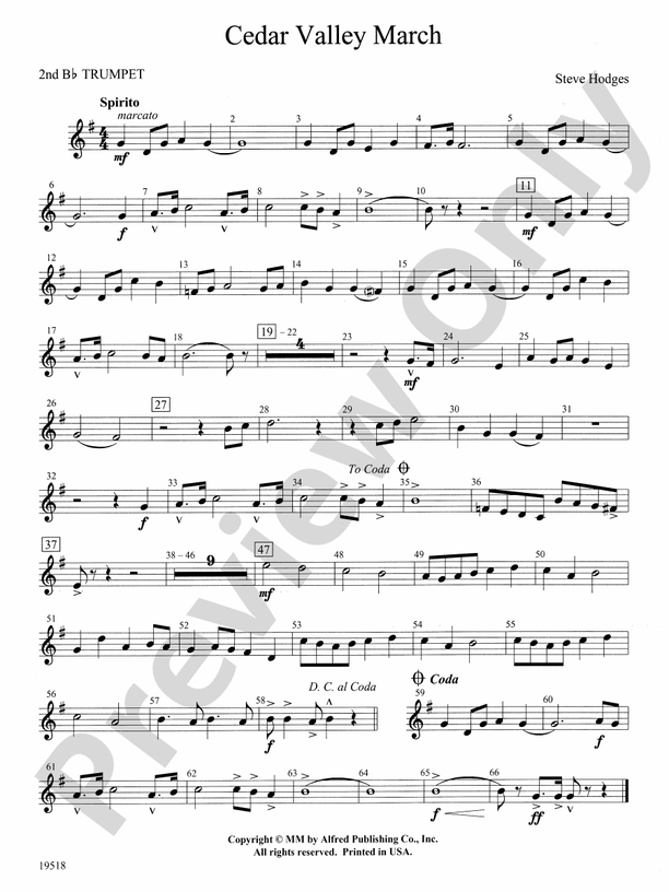 Cedar Valley March: 2nd B-flat Trumpet: 2nd B-flat Trumpet Part - Digital Sheet Music Download