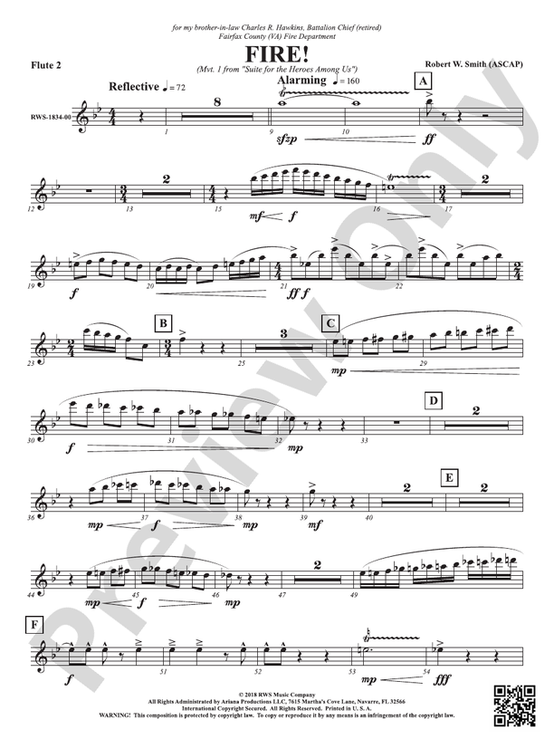 Fire! - Mvt. 1 from Suite for the Heroes Among Us: 2nd Flute: 2nd Flute ...