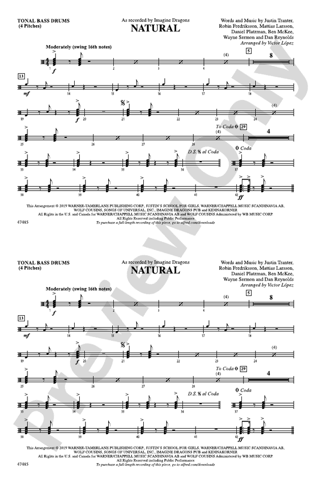 Natural: Tonal Bass Drum: Tonal Bass Drum Part - Digital Sheet Music ...