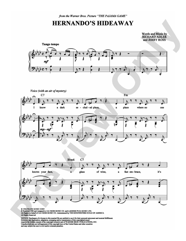 Hernando's Hideaway: Piano/Vocal/Chords: Jerry Ross - Digital Sheet Music Download
