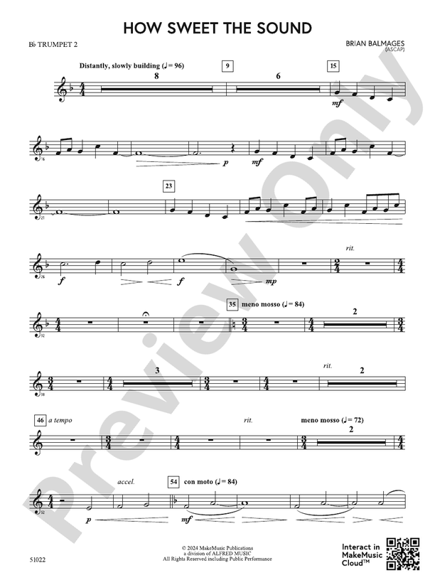 How Sweet the Sound: 2nd B-flat Trumpet: 2nd B-flat Trumpet Part ...