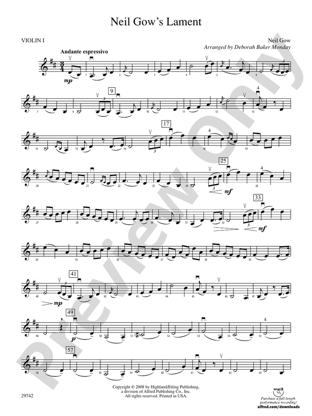 Neil Gow's Lament: 1st Violin: 1st Violin Part - Digital Sheet Music ...