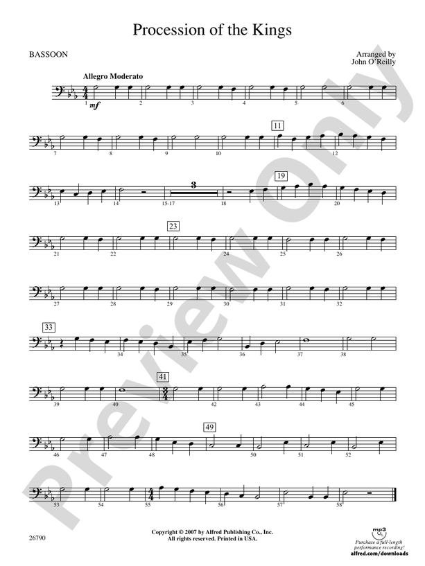 Procession of the Kings: Bassoon: Bassoon Part - Digital Sheet Music ...