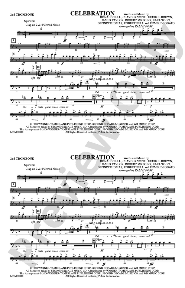 Celebration: 2nd Trombone: 2nd Trombone Part - Digital Sheet Music Download
