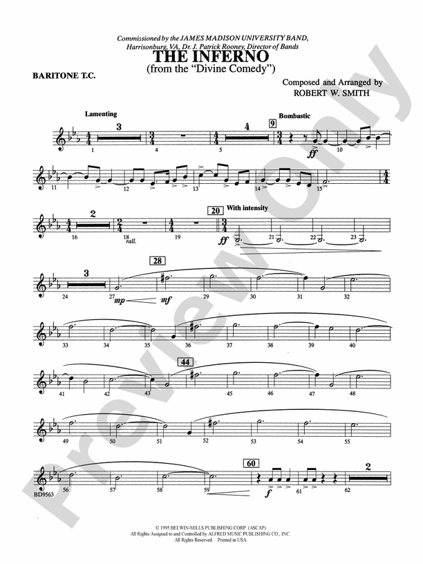 The Inferno: Baritone T.C.: Baritone T.C. Part - Digital Sheet Music ...