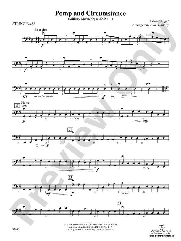 Pomp and Circumstance: String Bass: String Bass Part - Digital Sheet ...