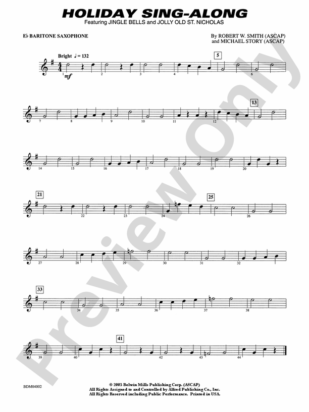 Holiday Sing-Along: E-flat Baritone Saxophone: E-flat Baritone Saxophone Part - Digital Sheet ...